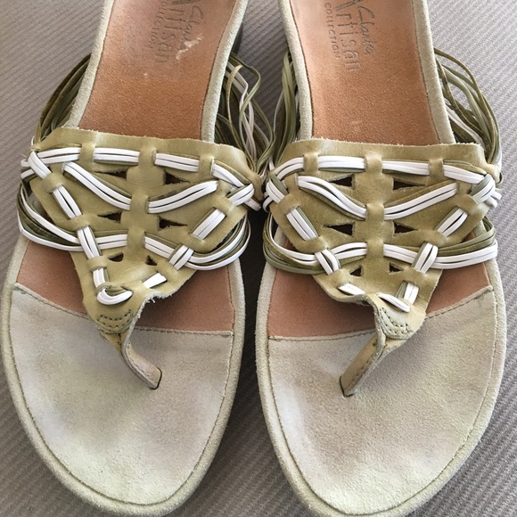 Clarks | Shoes | Clarks Artisan Collection Sandals Olive Cream | Poshmark